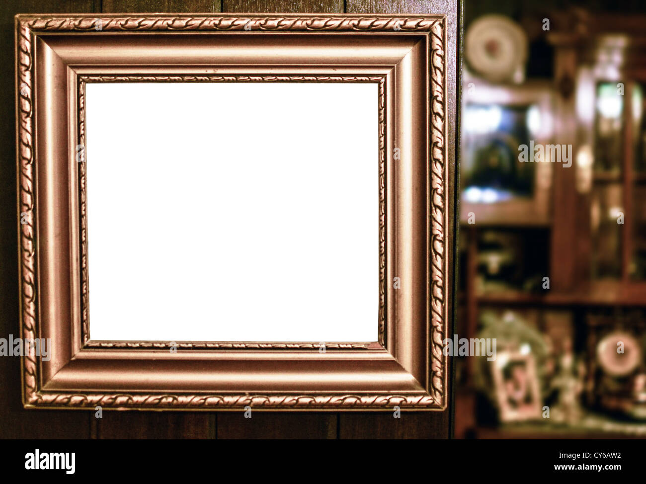 Empty vintage frame in antique room Stock Photo - Alamy