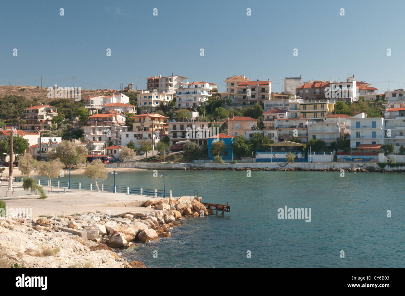 Thassos, Greece. Greek island. September. The harbour, Skala Marion ...