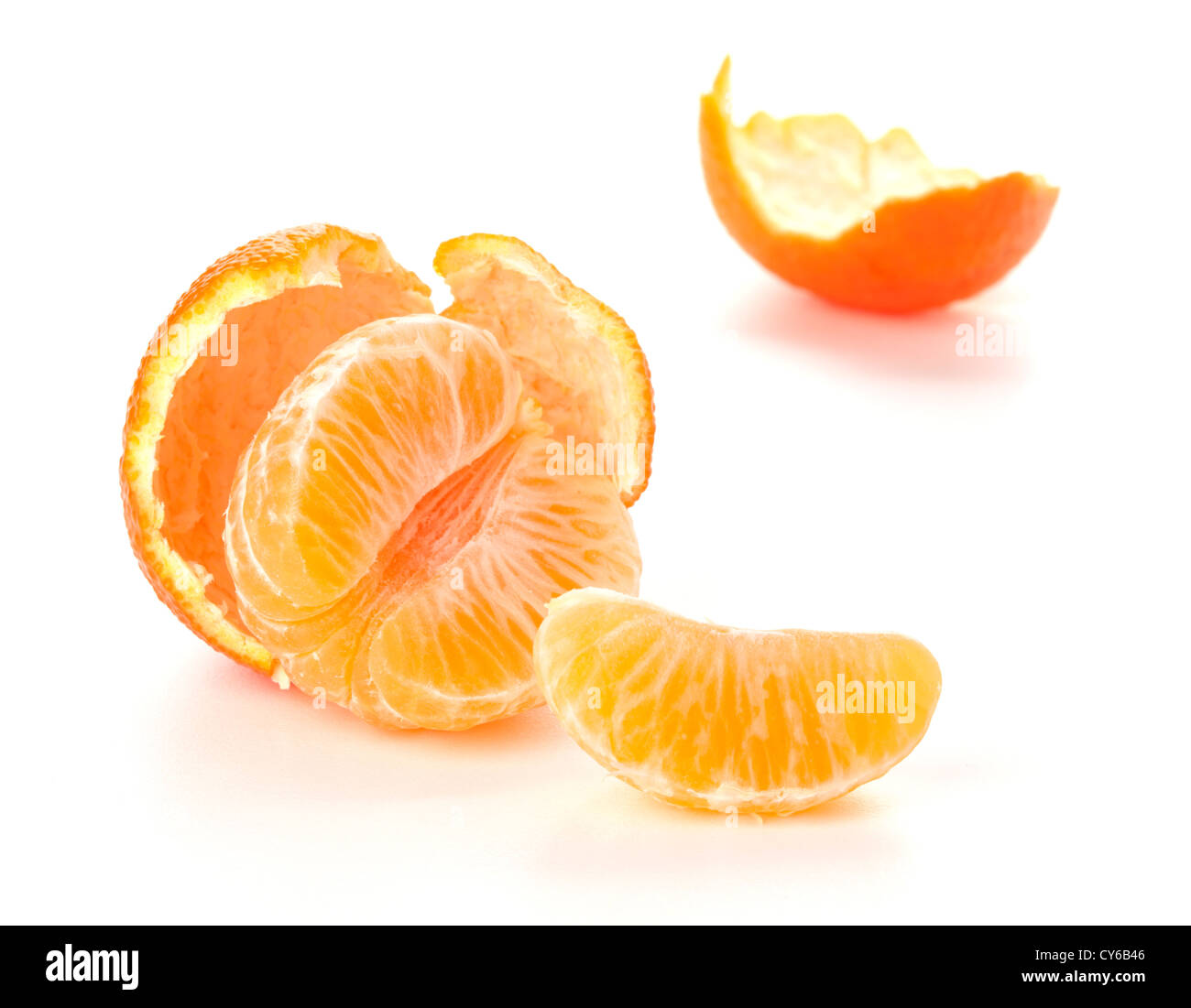 Ripe tangerines segments and rind. Isolated on white Stock Photo - Alamy