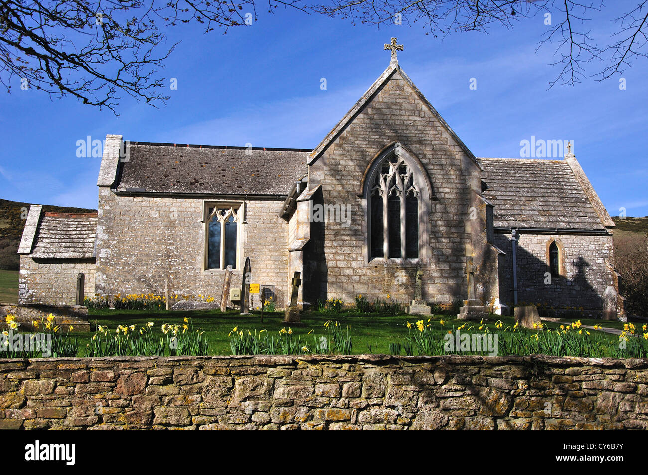 A view of the church at the deserted village of Tyneham Dorset UK Stock ...