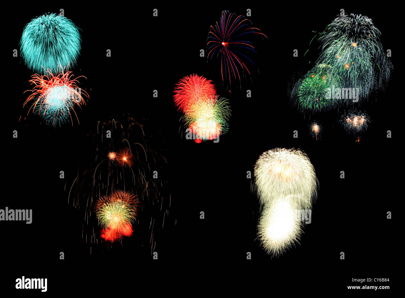 Firework collection on black background Stock Photo - Alamy