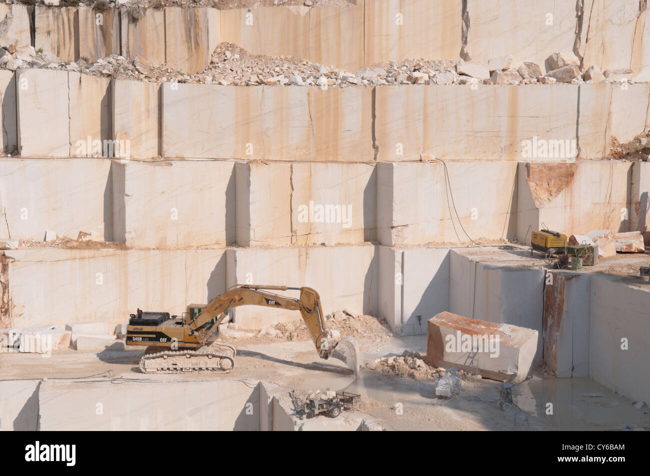 Thassos, Greece. Greek island. September. One of the marble quarries ...