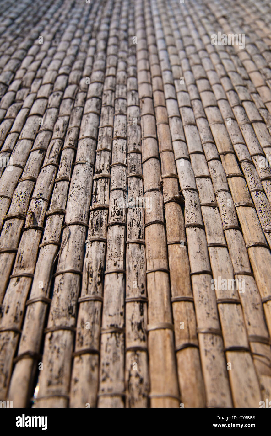 Vertical photograph of a thatched roof made from tree bark Stock Photo ...
