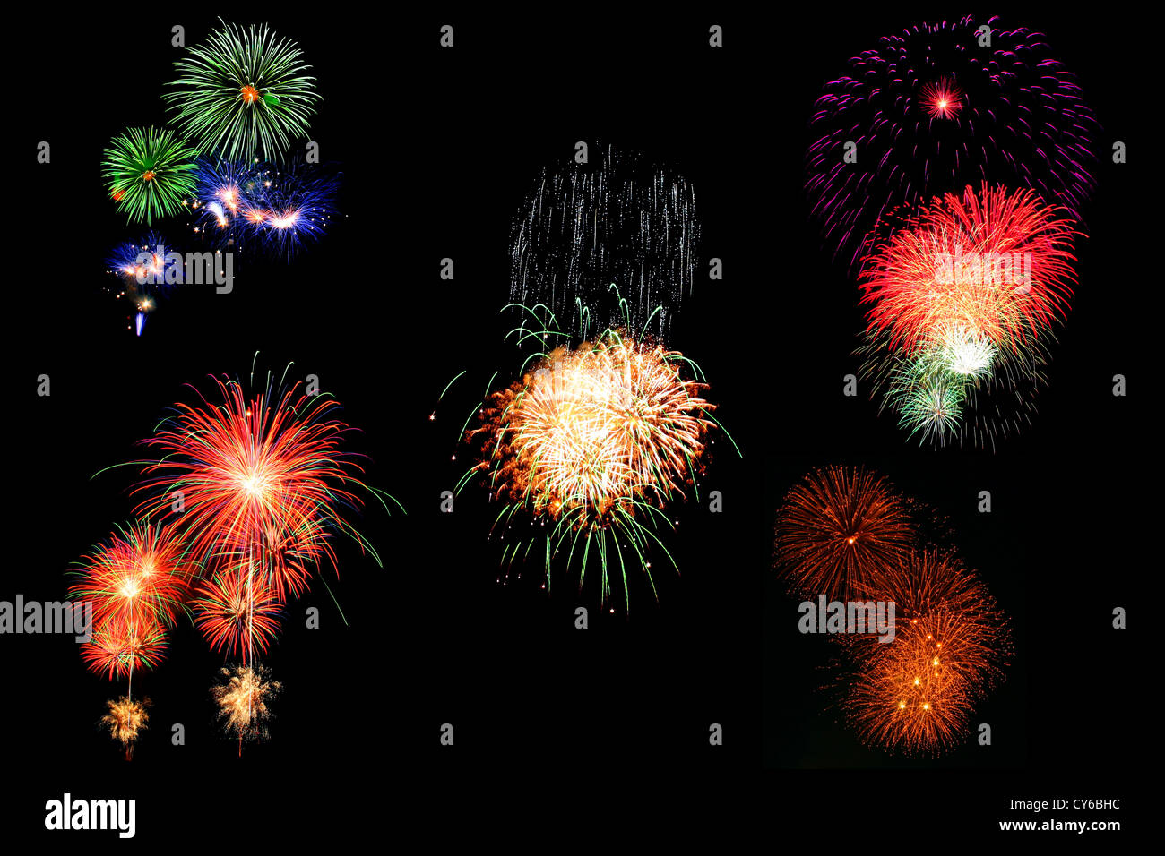 Firework collection on black background Stock Photo - Alamy