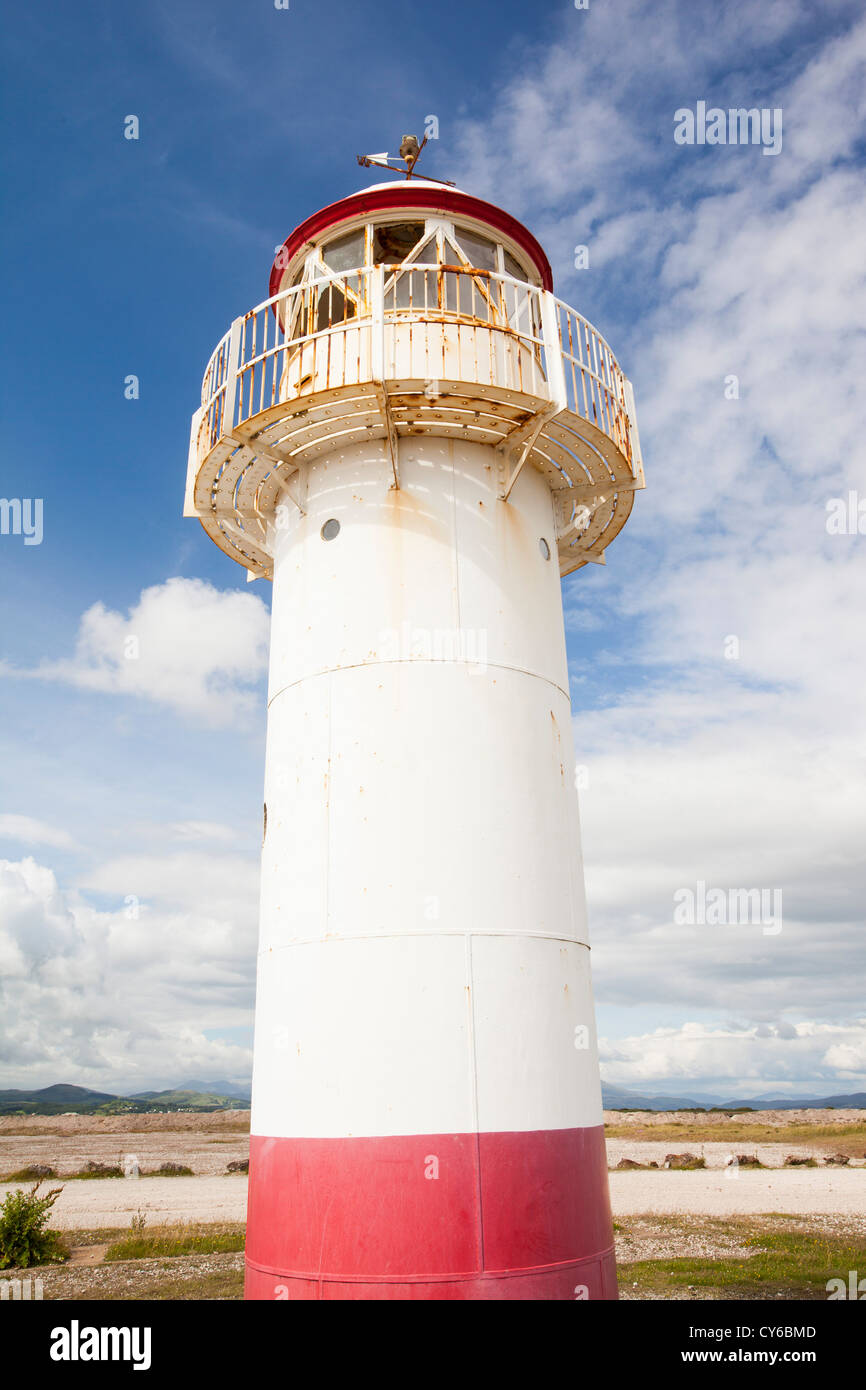 An old abandoned lighthouse on the coast at Hodbarrow, Millom, Cumbria ...