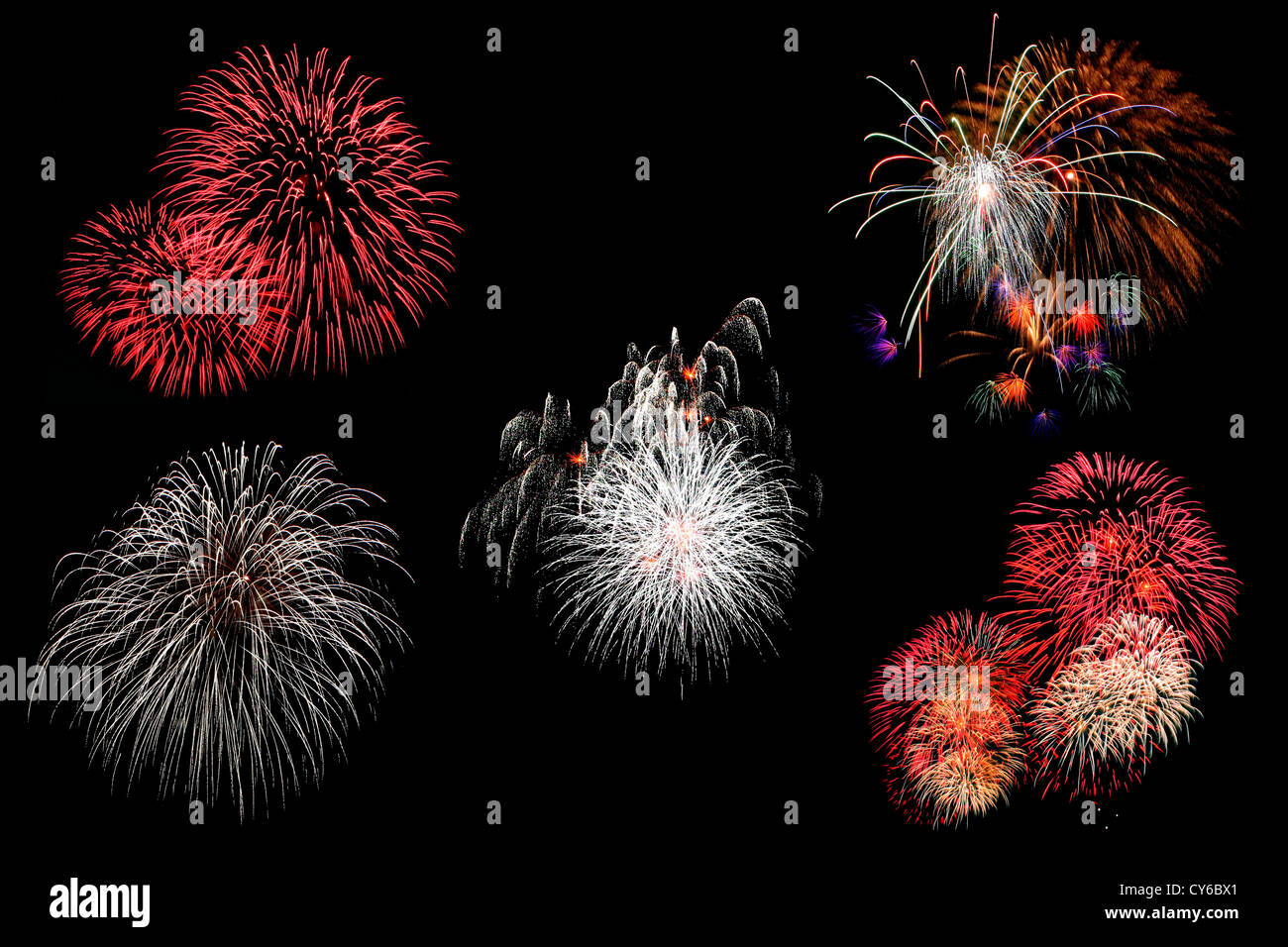 Firework collection on black background Stock Photo - Alamy