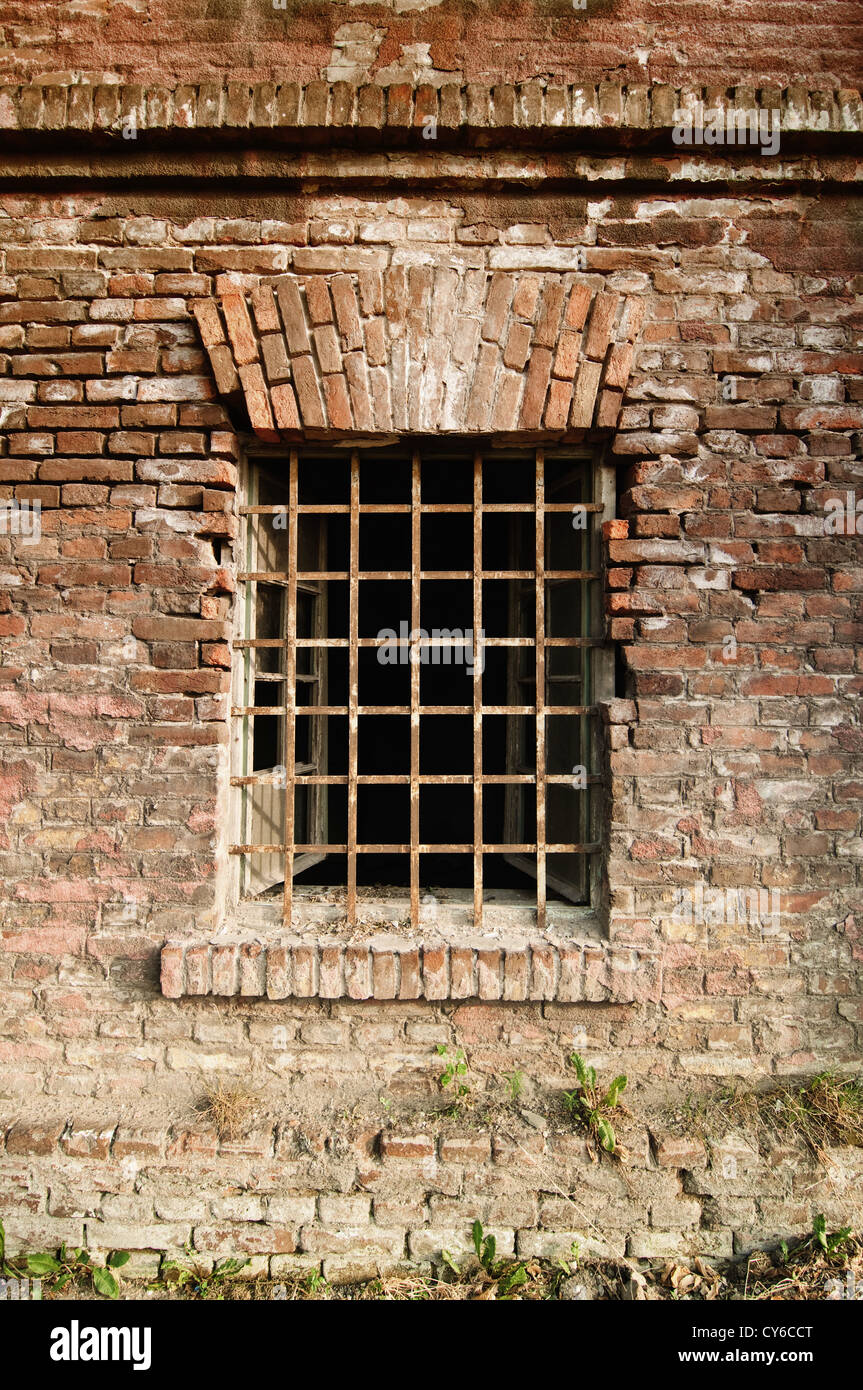 Old factory window with corroded metal bars Stock Photo - Alamy