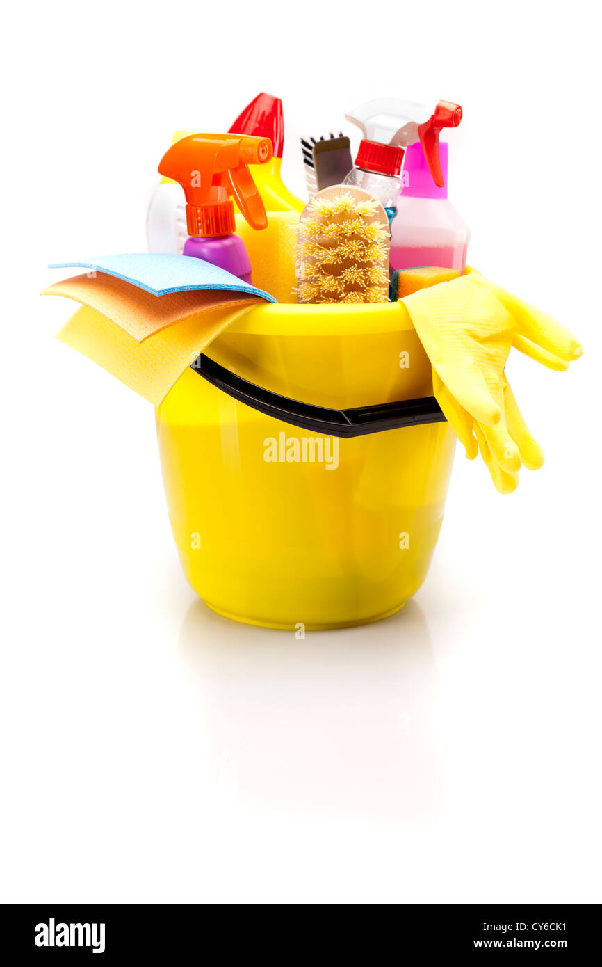 Set cleaning items on Cut Out Stock Images & Pictures - Alamy