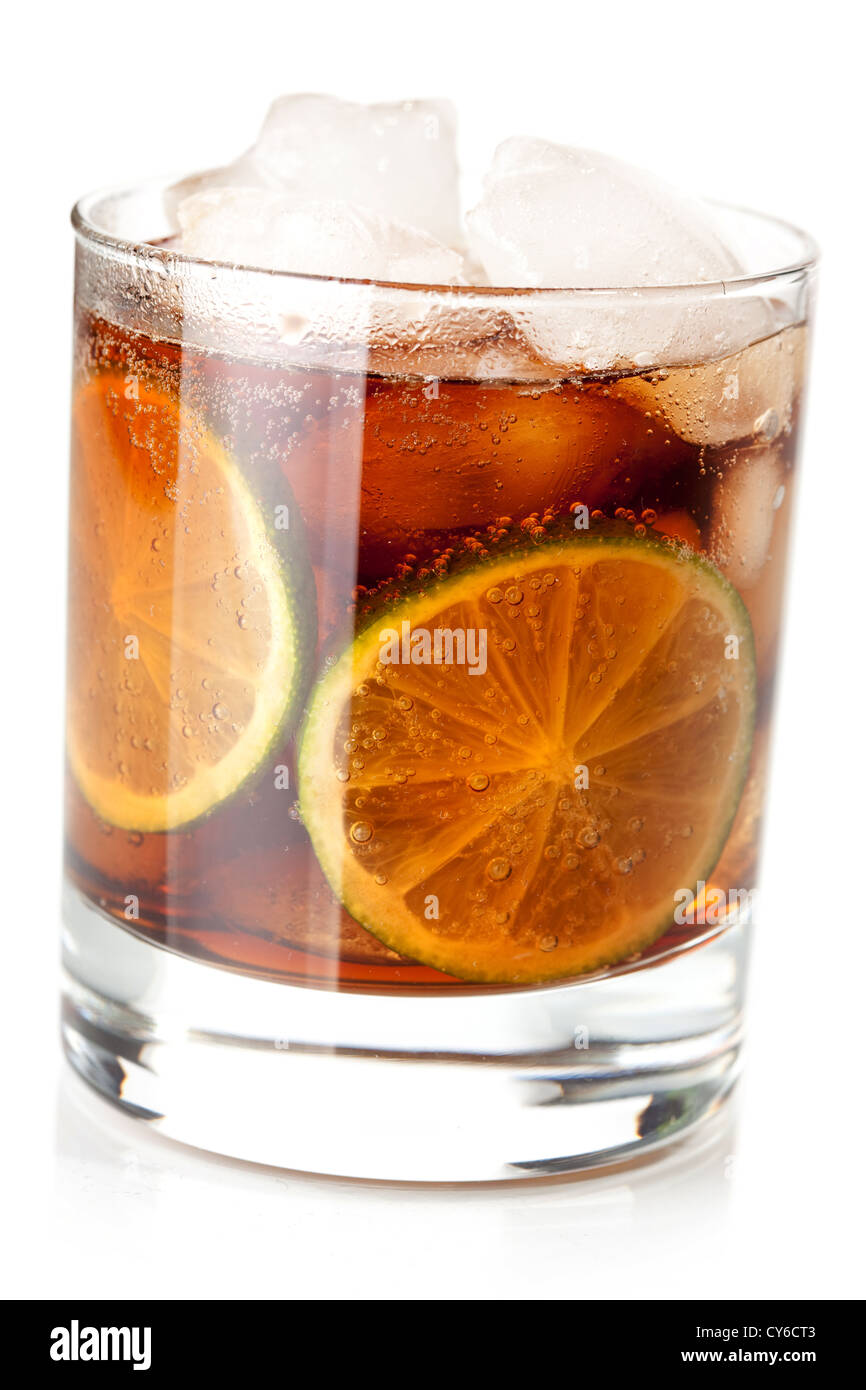 Alcohol cocktail collection - Cuba Libre. Isolated on white background ...