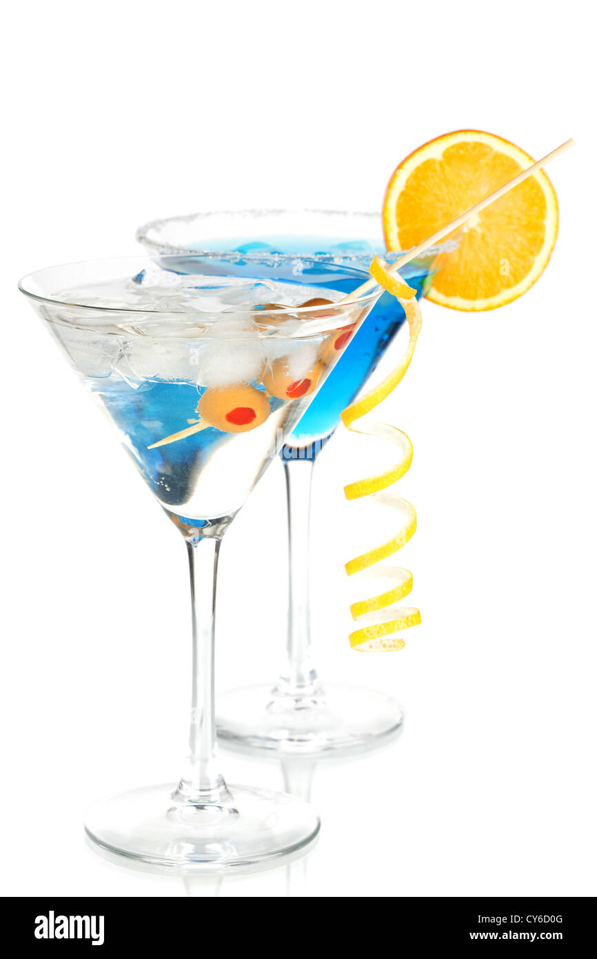 Two martini cocktails isolated on white background Stock Photo - Alamy