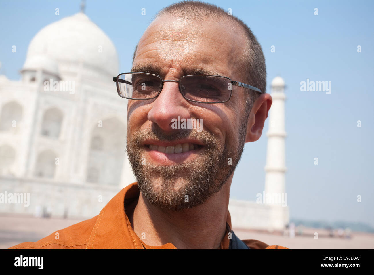 Self portrait of a man at the Taj Mahal - Agra, Uttar Pradesh, India ...