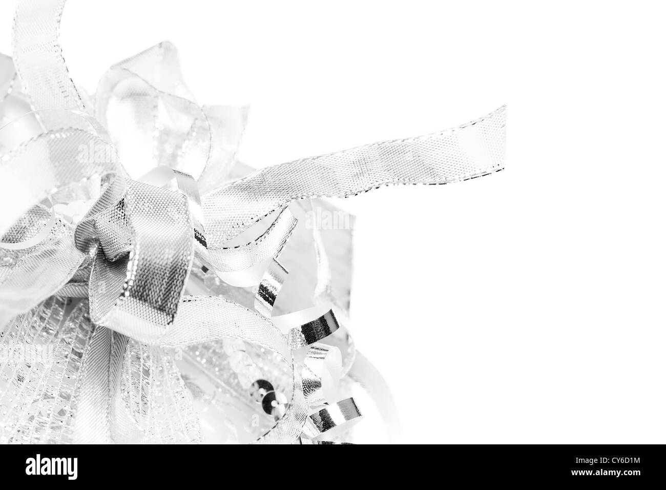 closeup of a silver christmas present on white background Stock Photo ...