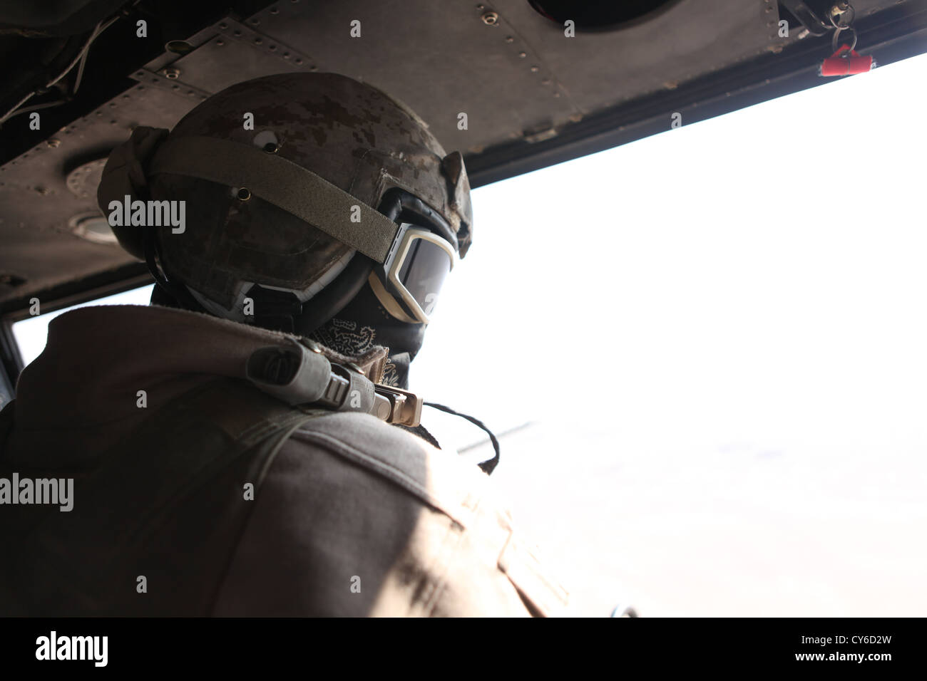 U.S. Marine Corps Cpl. Roberto Guerrero, a door gunner on a UH-1Y Venom ...