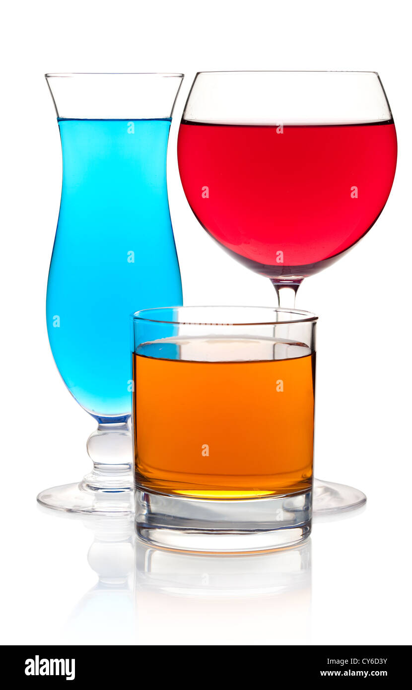 Many color cocktails. Isolated on white background Stock Photo - Alamy