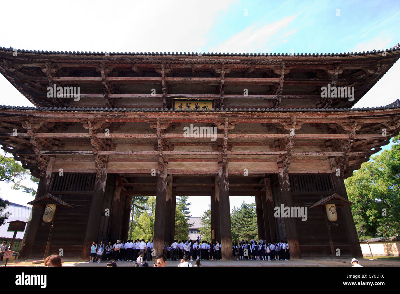 The giant wooden main entrance gate to the Daimonji Temple, home to the ...