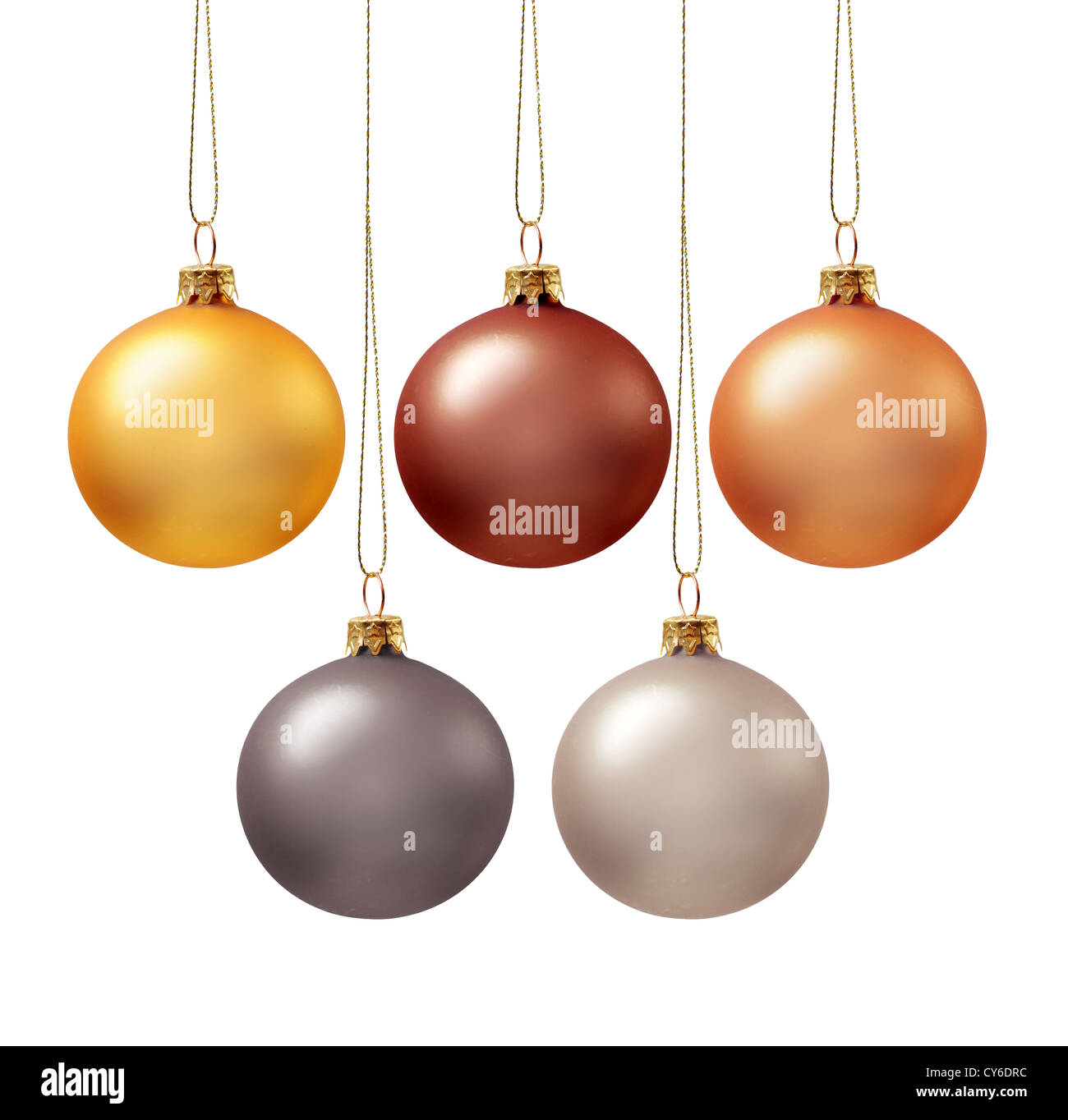 Set of five christmas ball in various colors Stock Photo - Alamy