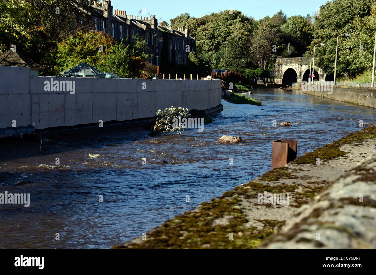 New flood defences on the Water of Leith river near the centre of ...