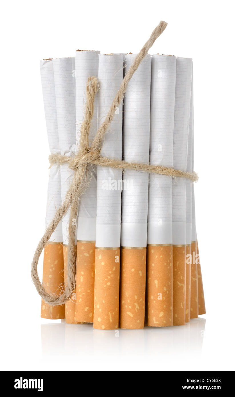 Bunch of cigarettes isolated on a white background Stock Photo - Alamy