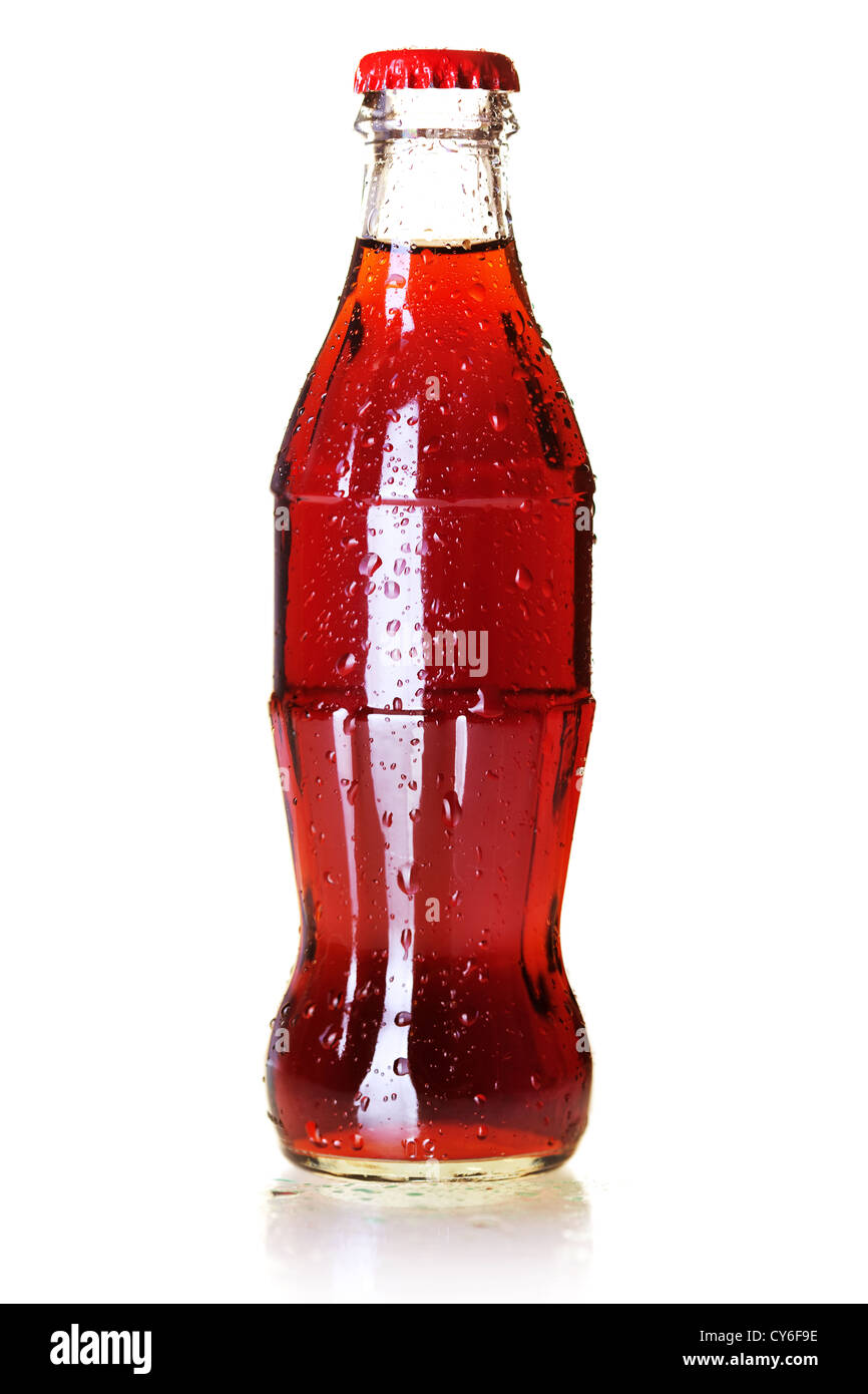 Bottle of cold cola with water drops. Isolated on white Stock Photo - Alamy