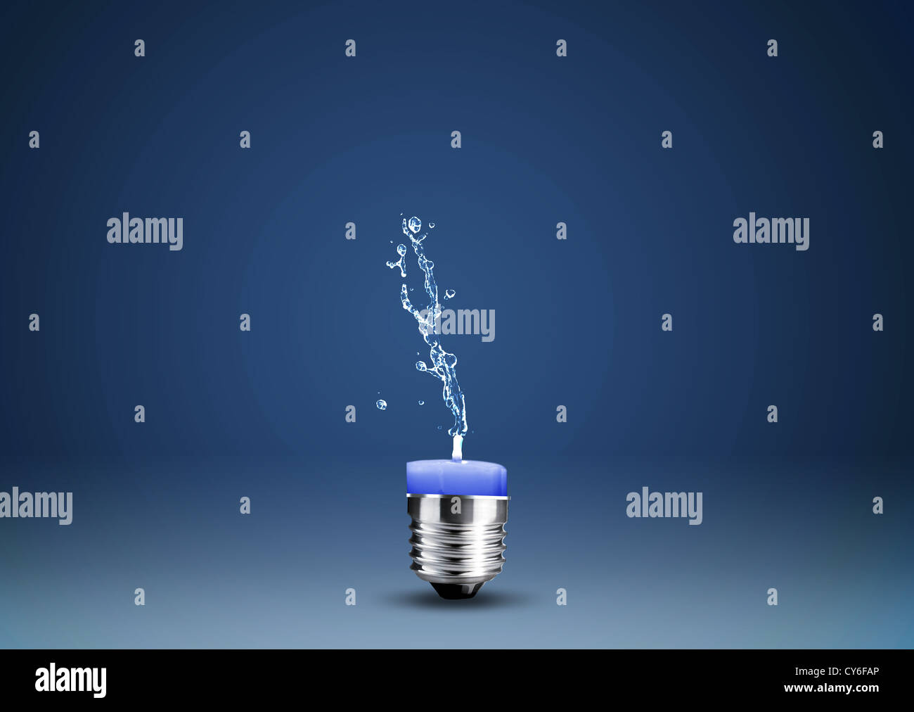 Wax candle into lighting bulb with water splashes Stock Photo - Alamy