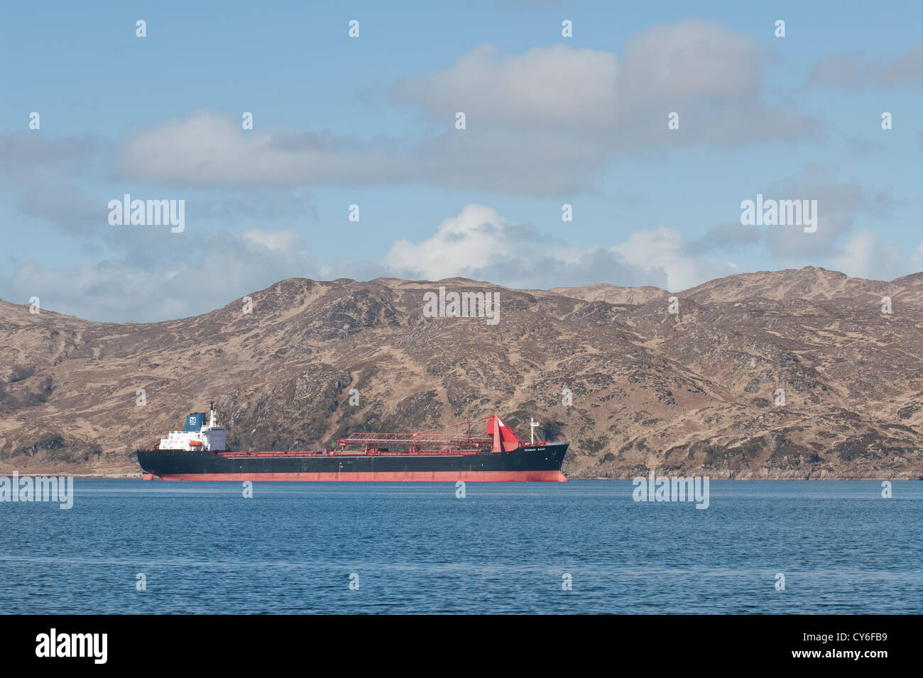 Cargo ship off the coast of Loch Linnhe, NW Scotland Stock Photo - Alamy