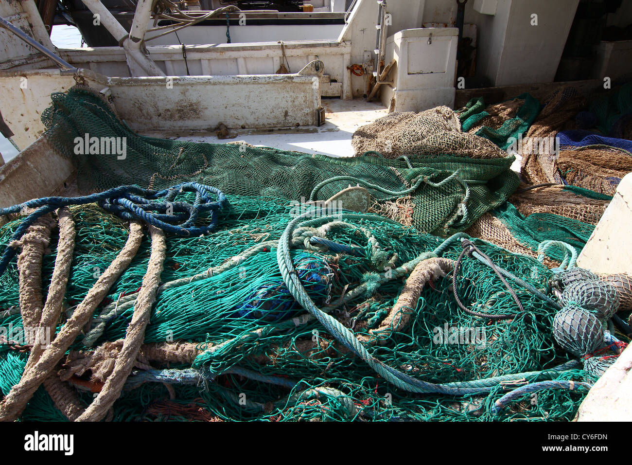 nets and fishing gear at sea Stock Photo - Alamy