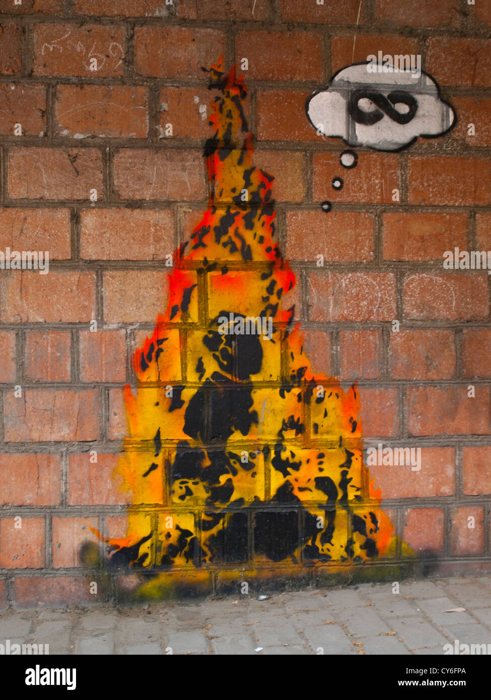 Street art graffiti of man in flames Stock Photo - Alamy