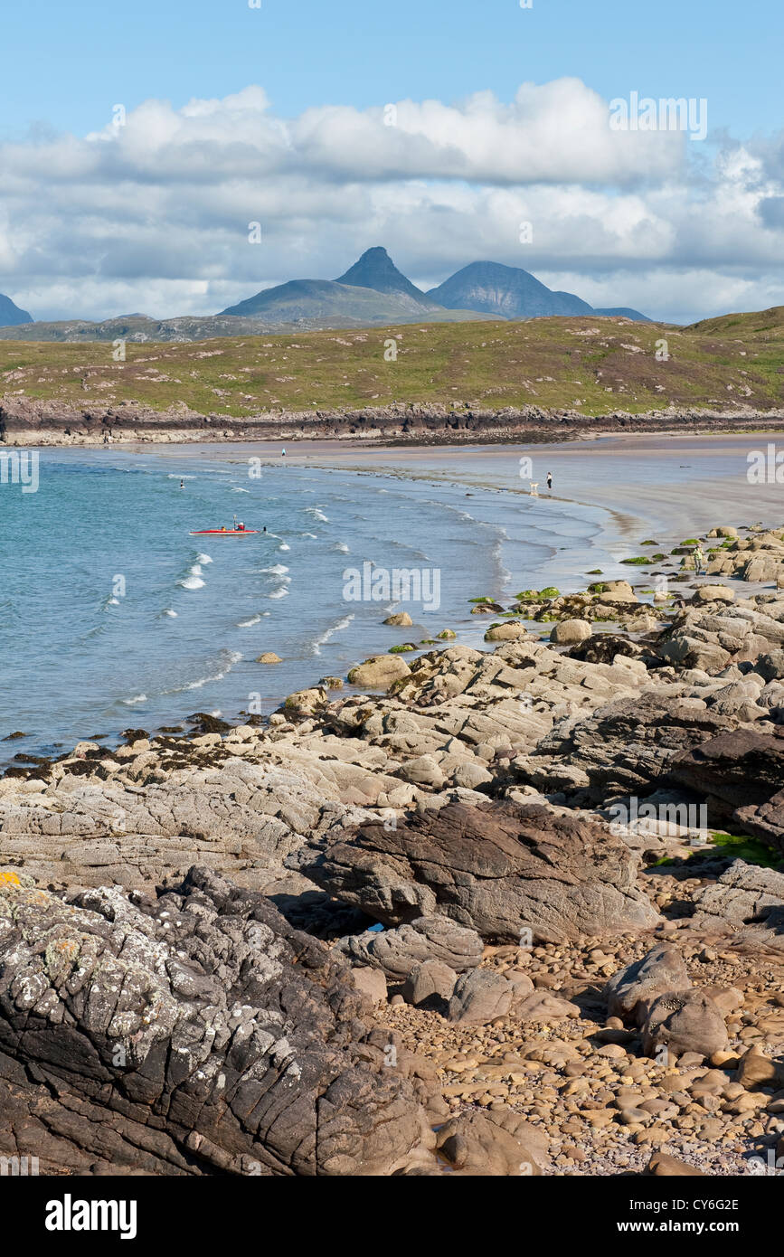 Beautiful quite beach in Clashnessie Bay, Assynt, Wester Ross, Scotland ...