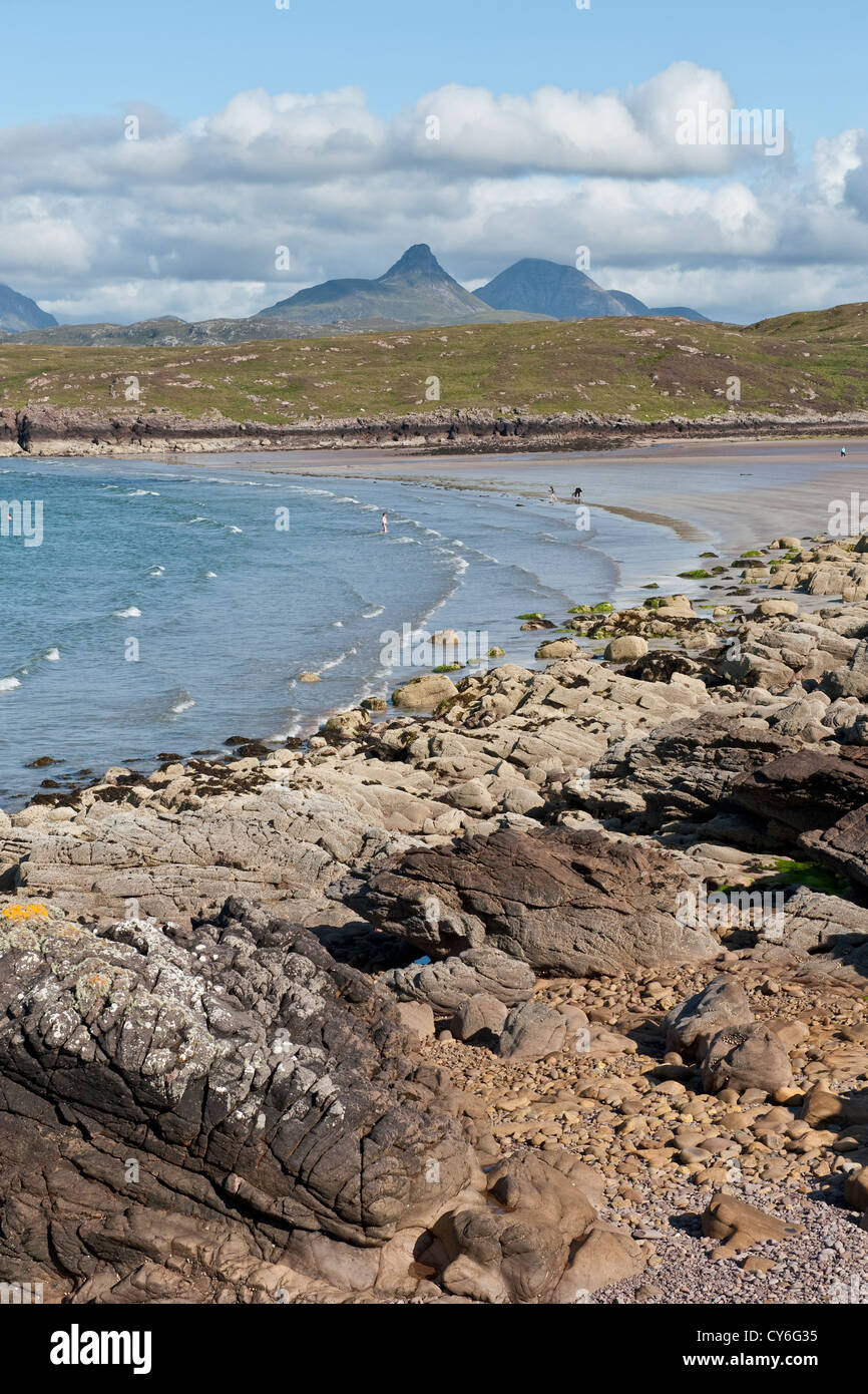 Beautiful quite beach in Clashnessie Bay, Assynt, Wester Ross, Scotland ...