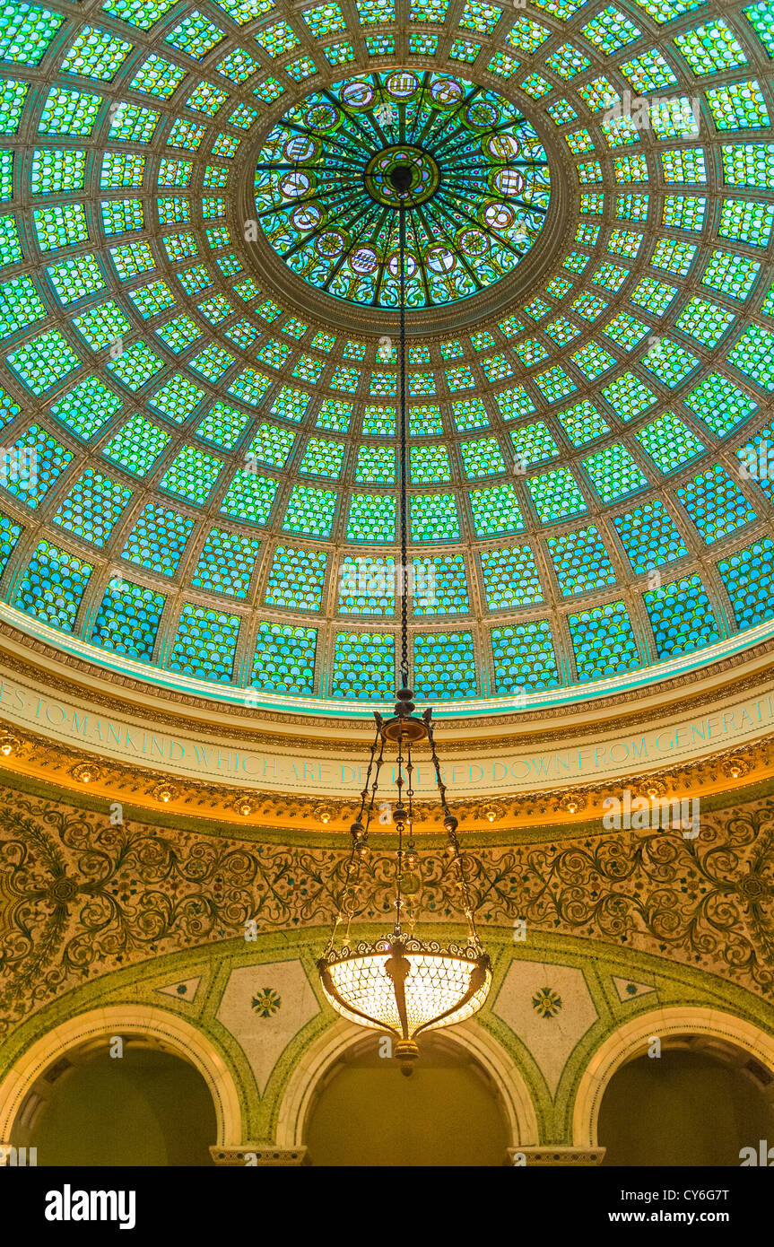 Chicago, Illinois: Chicago Cultural Center (1897) featuring the world's ...