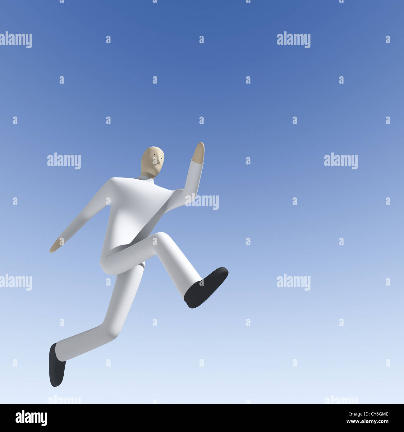 Stick figure dressed in a white suit, jumping for joy Stock Photo - Alamy