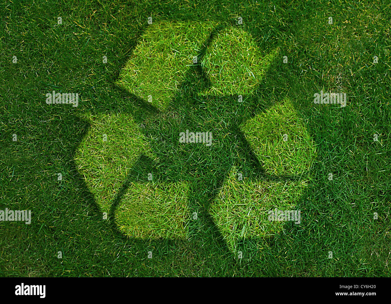Green recycle Sign made from grass isolated on white Stock Photo - Alamy