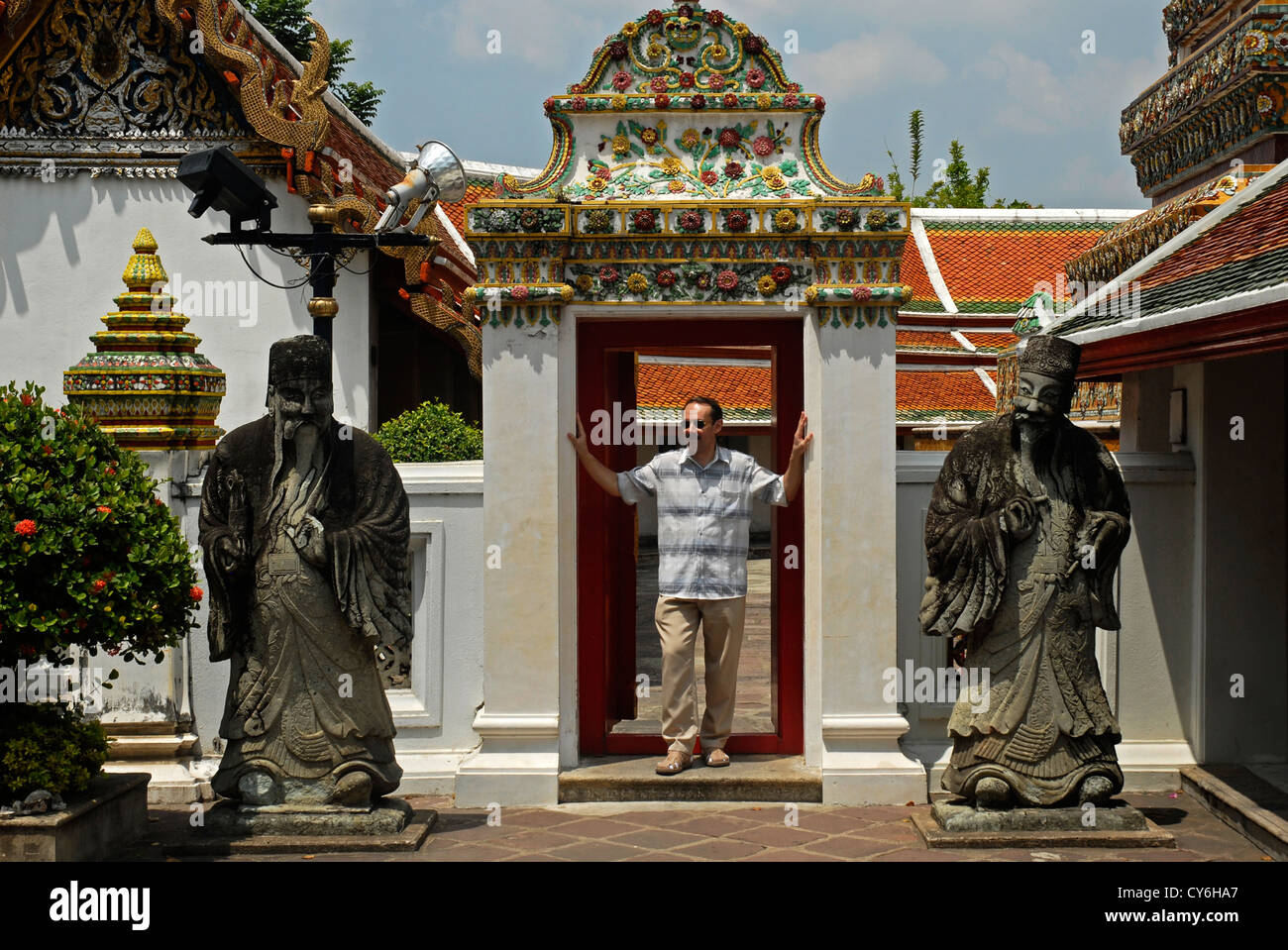 Man, Temple, Reclining Buda, Buddha, Bangkok, Thailand, Asia Stock ...