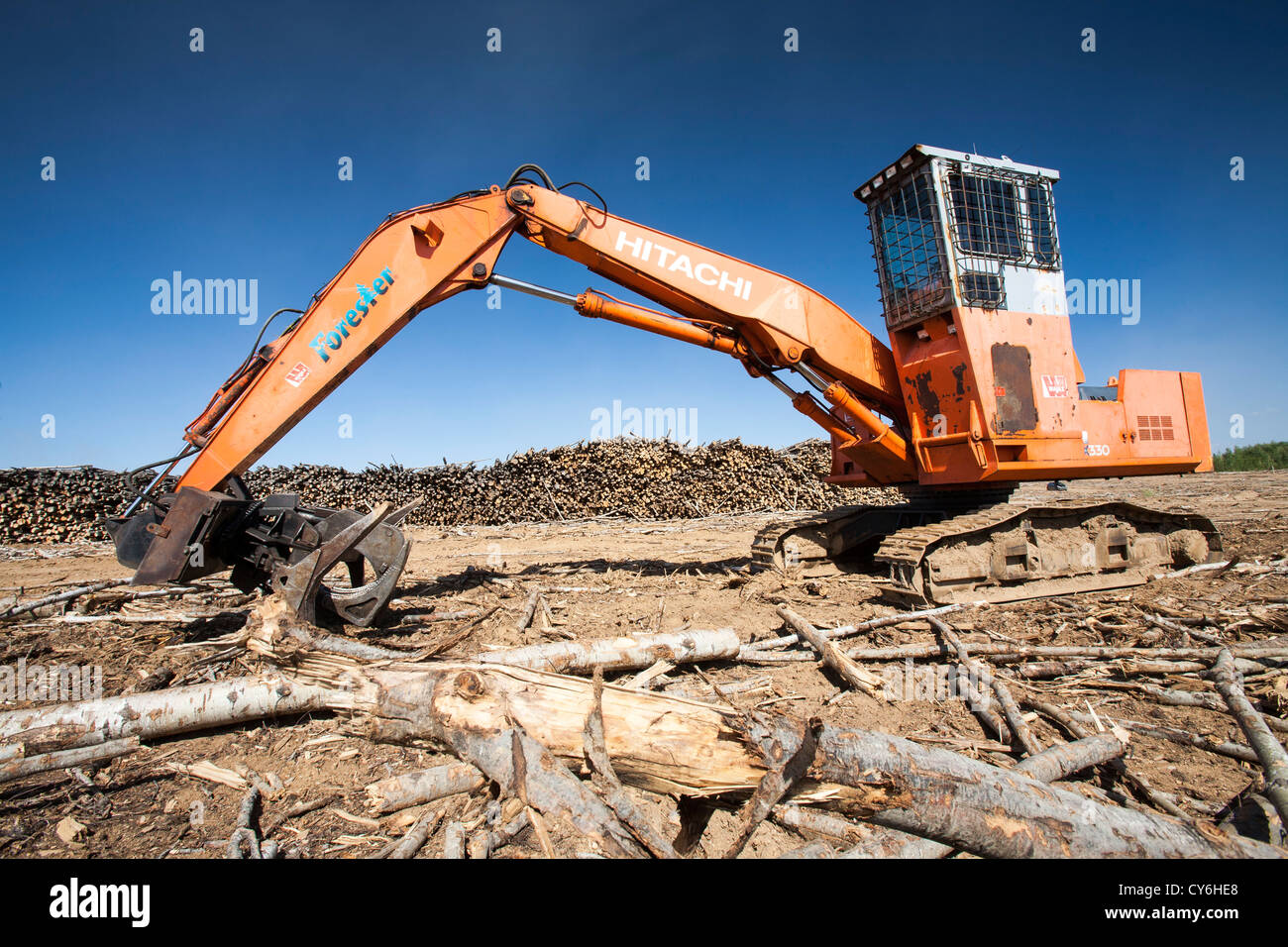 Boreal forest trees clear felled to make way for a new tar sands mine ...