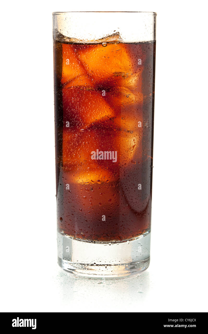 Cola in highball glass. Isolated on white background Stock Photo - Alamy