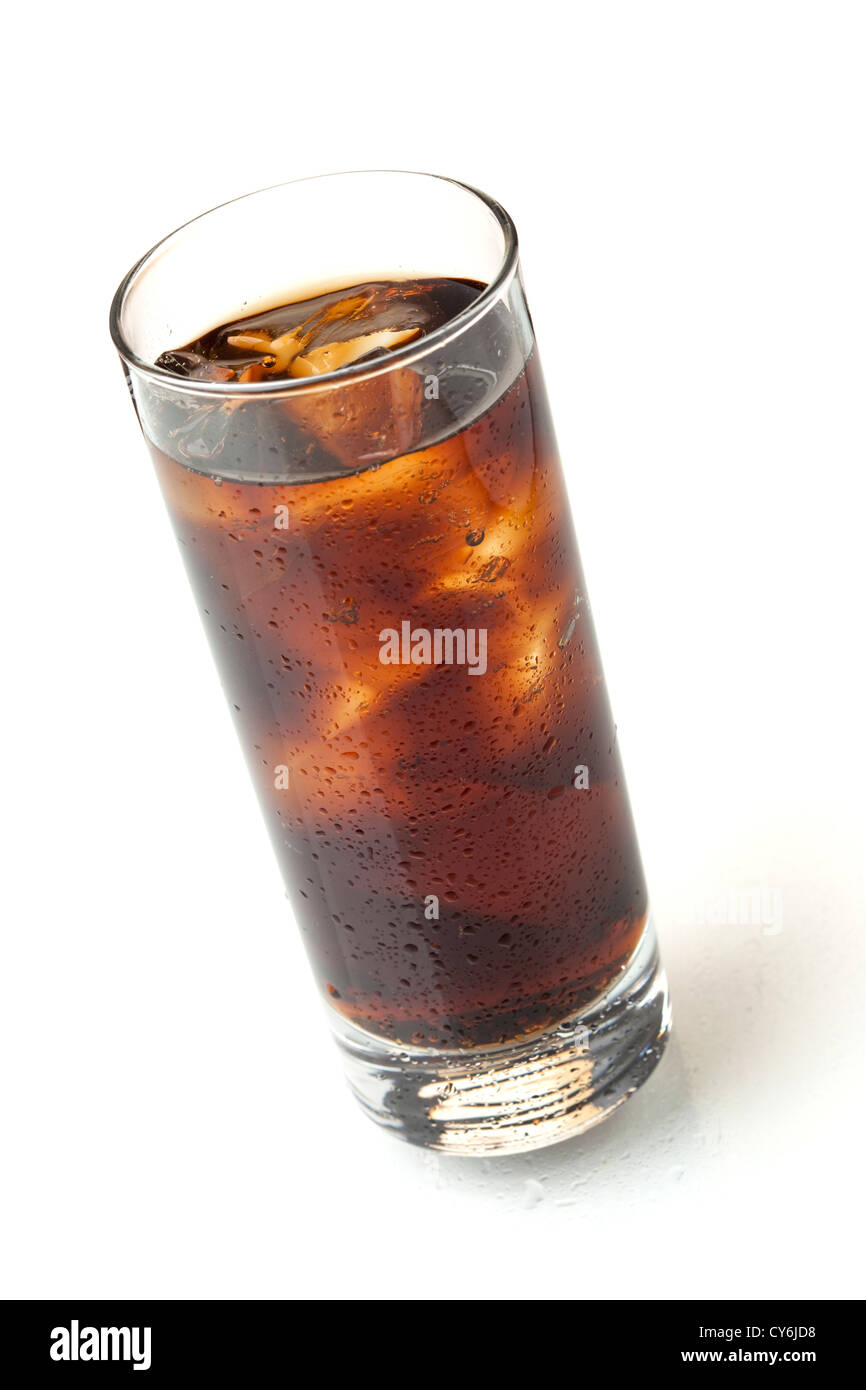 Cola in highball glass, above view, isolated on white background Stock ...