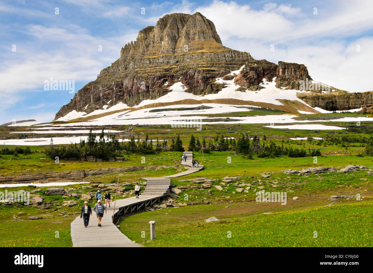 Logan Pass Hiking Trail Glacier National Park Montana MT US Stock Photo ...