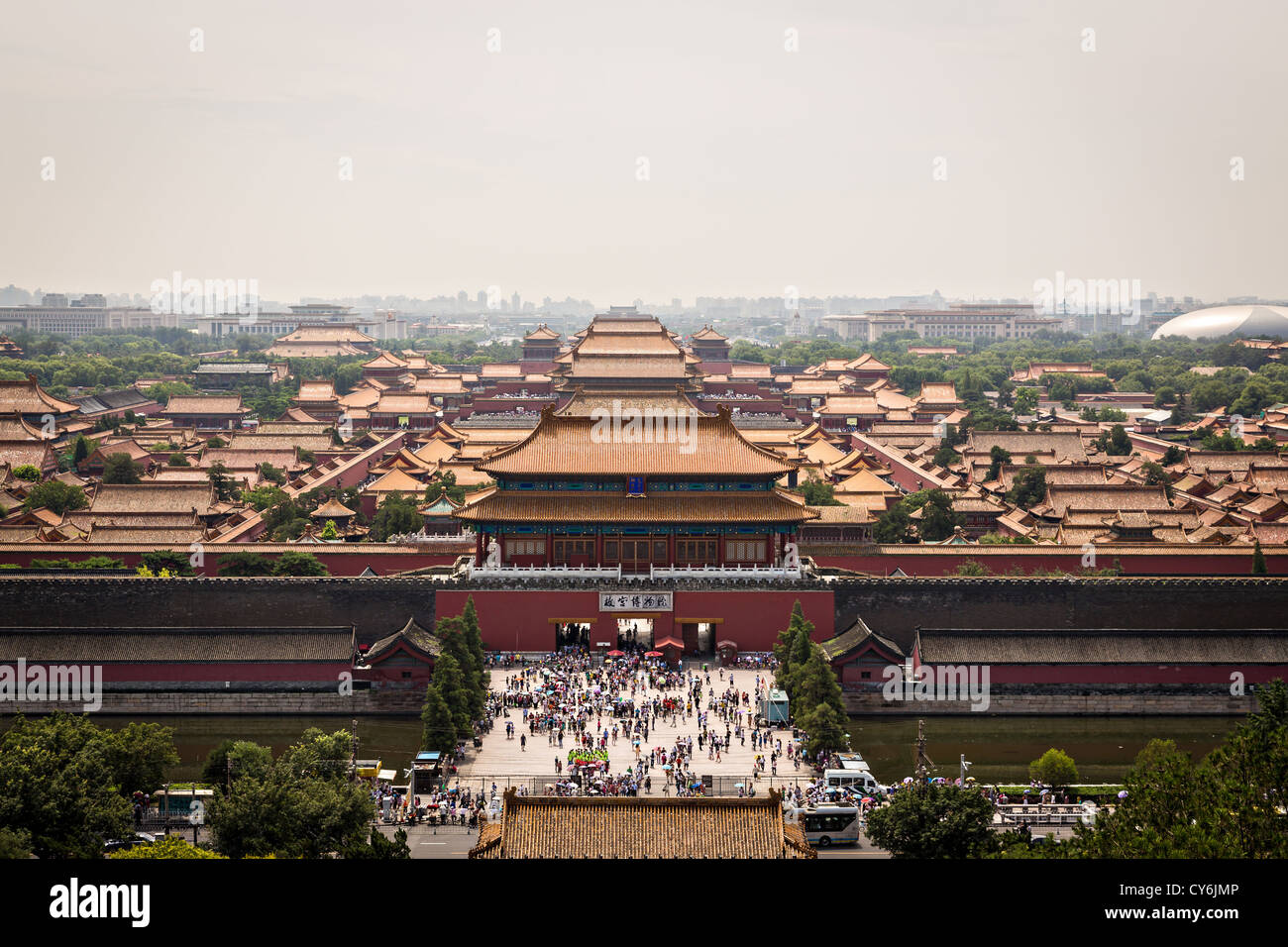 Aerial view of the Forbidden City as seen from Prospect Hill in Jing ...