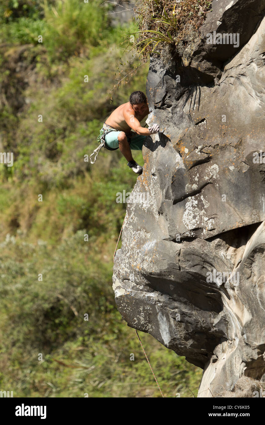 Rock Climber Climb Up A Cliff Stock Photo - Alamy