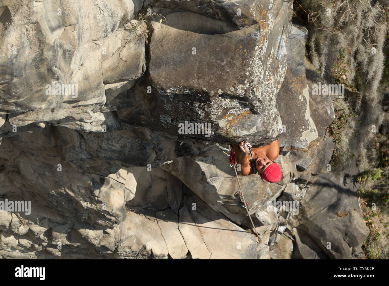 Rock Climber Climb Up A Cliff Stock Photo - Alamy