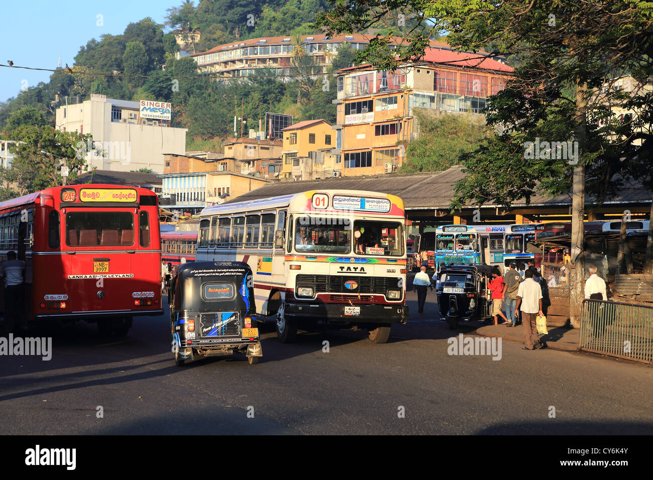 Early morning rush hour traffic in Kandy, Sri Lanka Stock Photo - Alamy