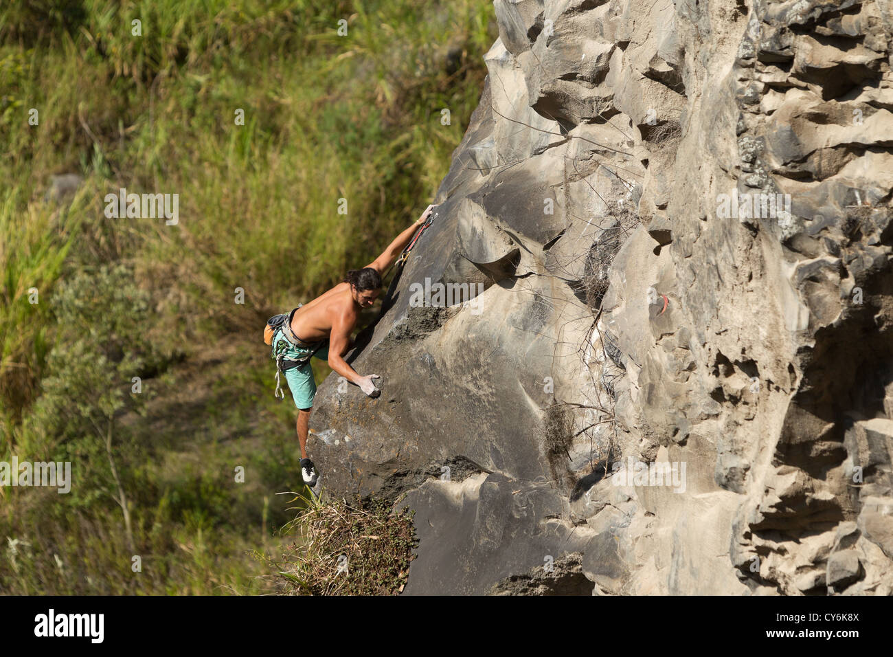 Rock Climber Climb Up A Cliff Stock Photo - Alamy