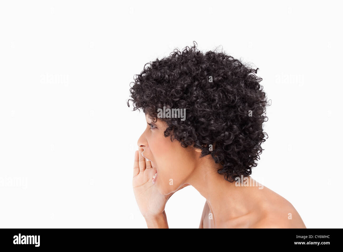 Side view of an attractive teenager shouting Stock Photo - Alamy