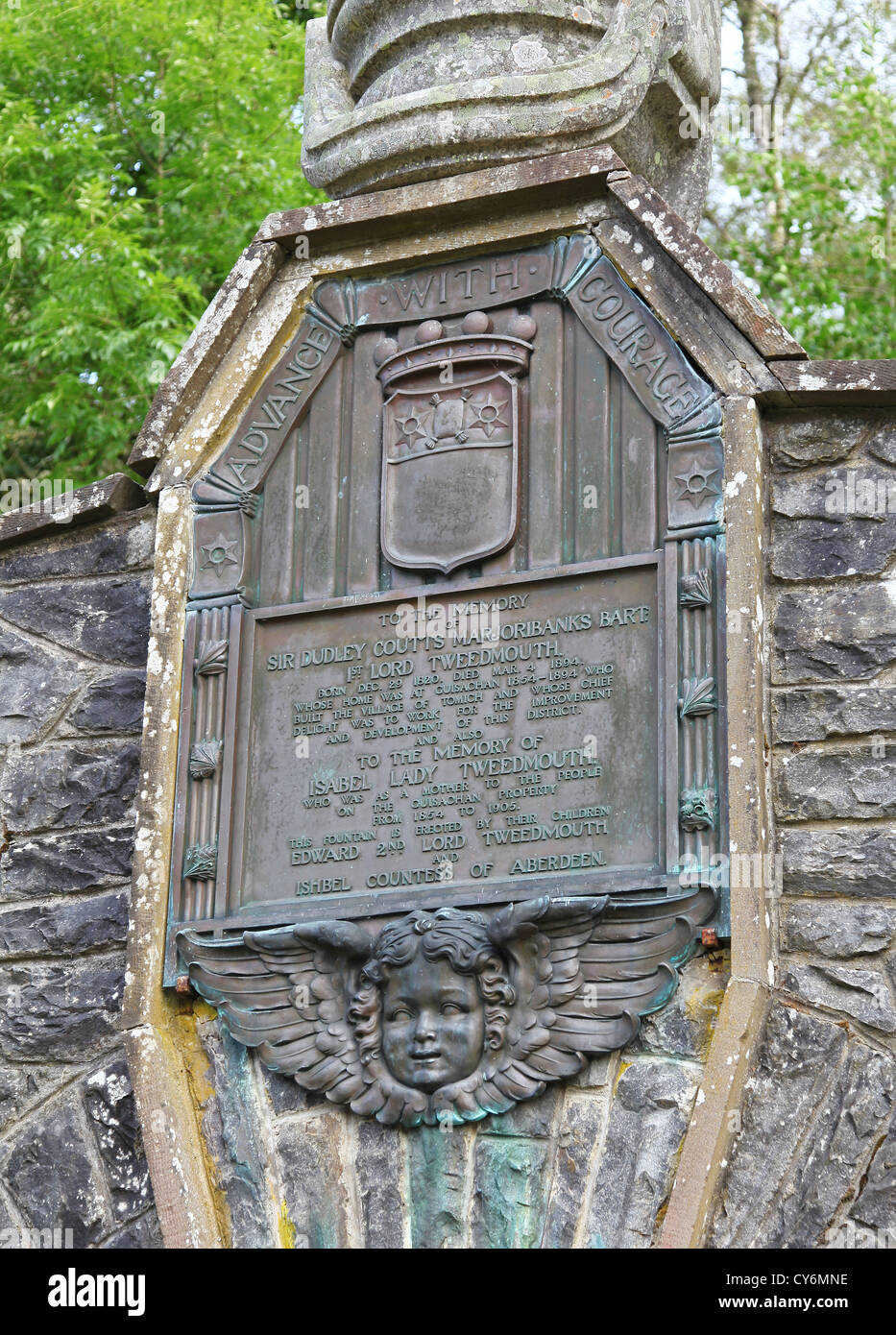 Lord and Lady Tweedmouth memorial fountain in the village of Tomich ...