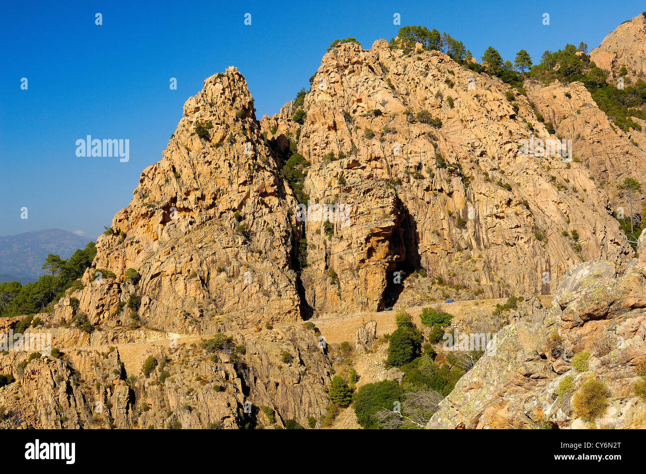 Calanche de piana sur la route de porto haute corse 2B france Stock ...
