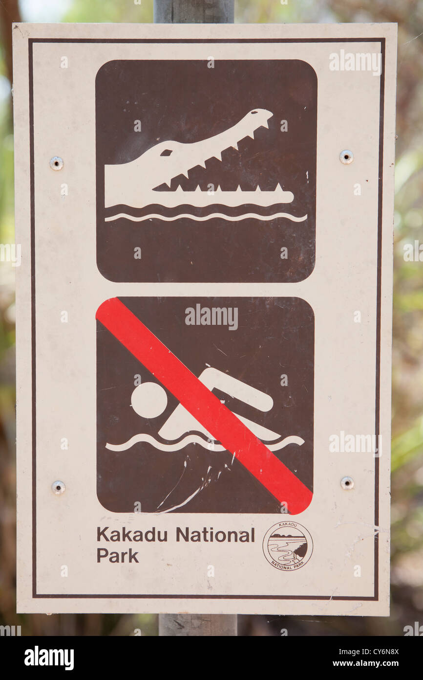 Crocodile safety warning signs in the Norther Territory of Australia ...