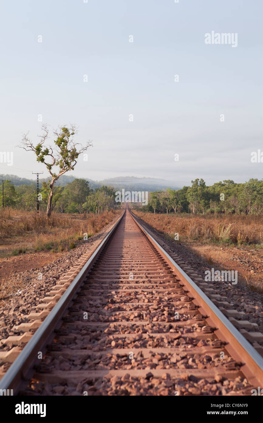 Train tacks cutting through the Northern Territory, Australia Stock ...
