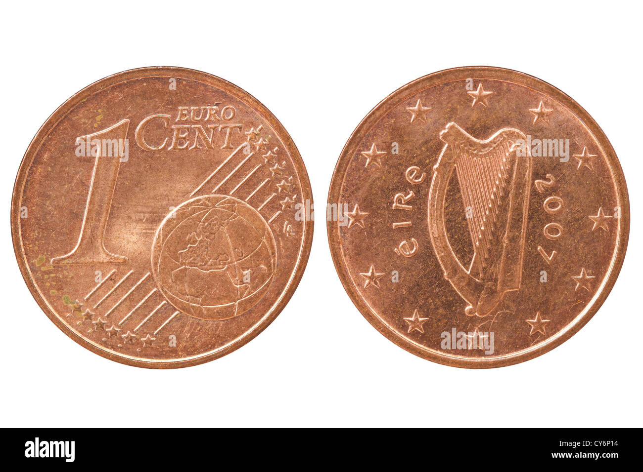 One eurocent coin macro isolated on white Stock Photo - Alamy