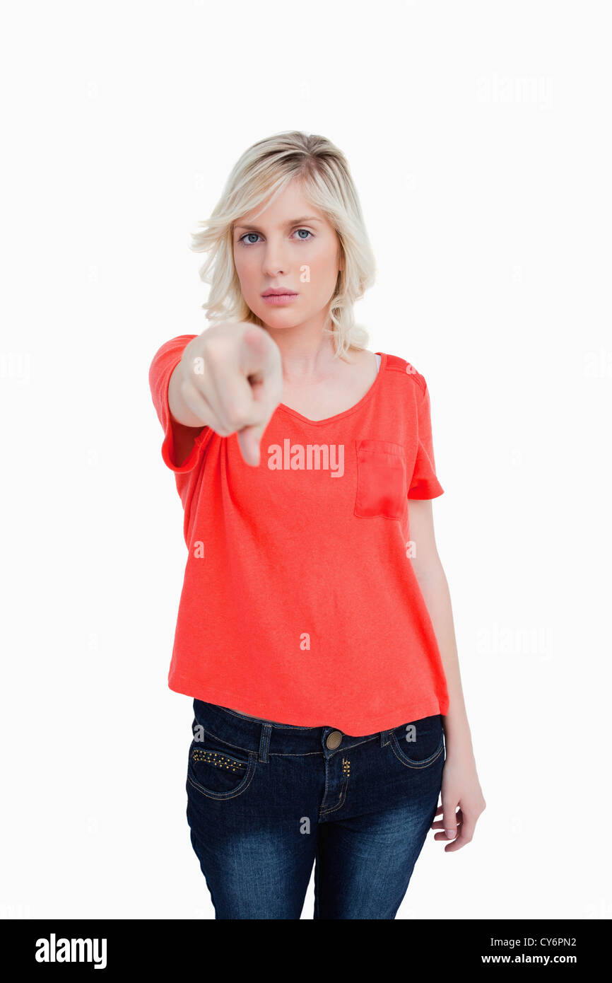 Beautiful girl pointing focus hi-res stock photography and images - Alamy