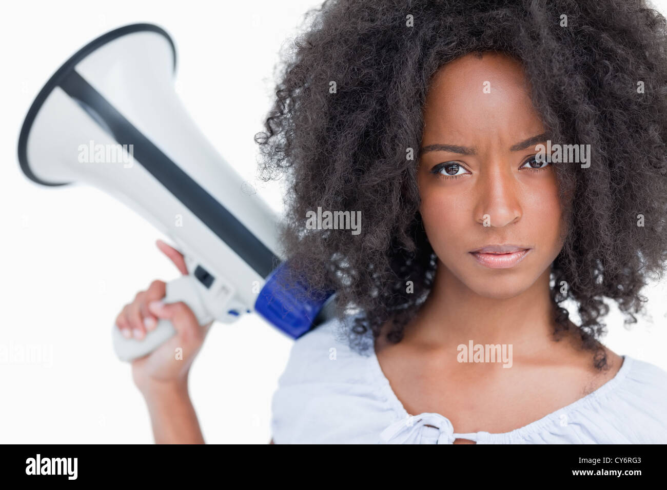 Female Megaphone Black High Resolution Stock Photography and Images - Alamy